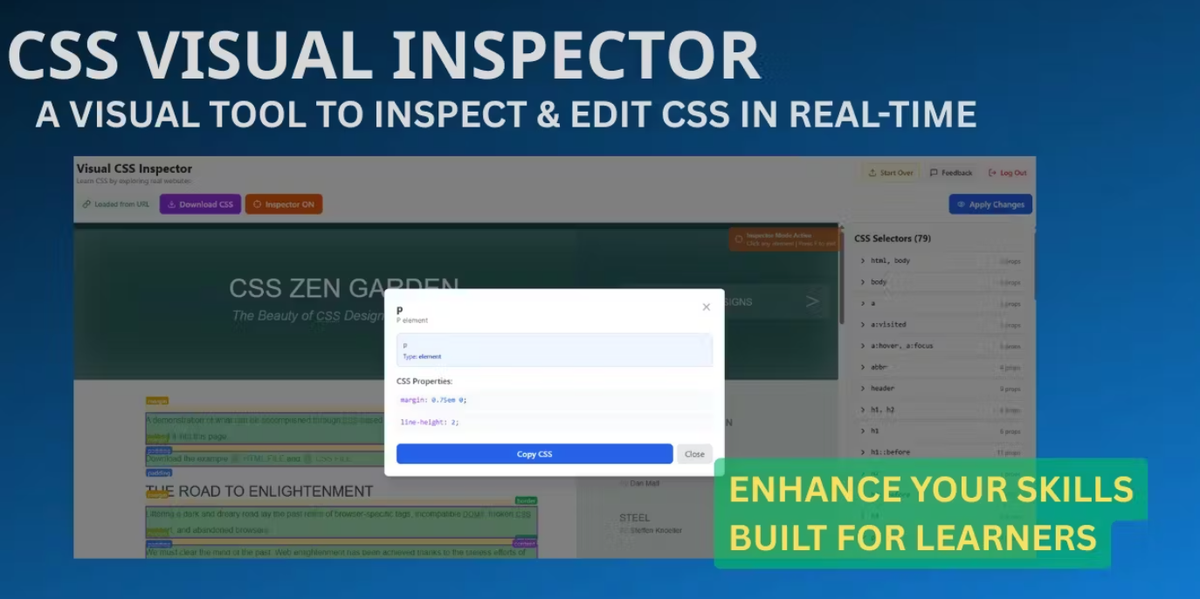 Visual CSS Inspector - Edit css visually in real-time | css learning tool | Steemhunt